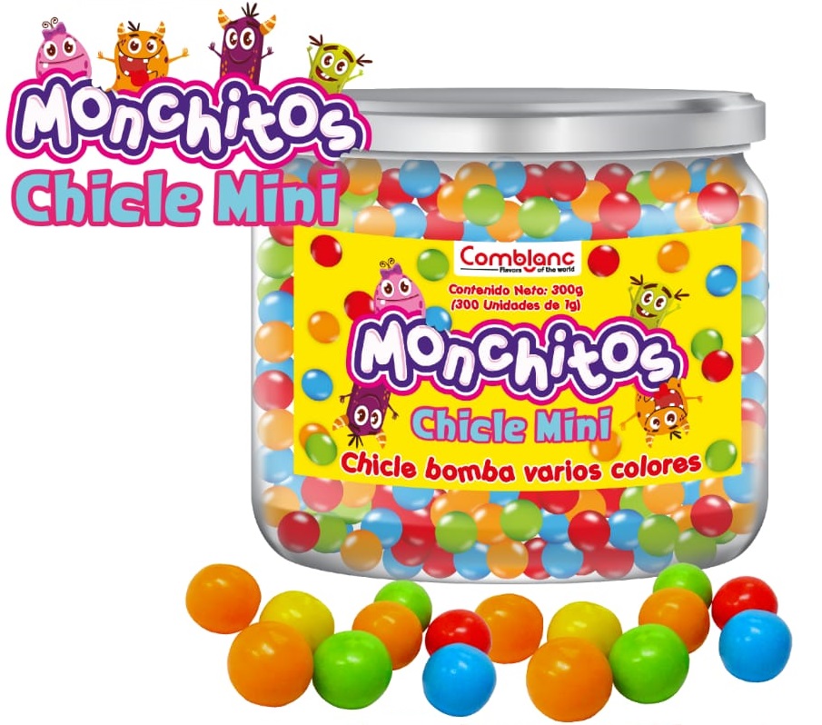 CHICLE MONCHITO MINI BOLA X 300 (POMA) | CONFITERÍA MINERVA